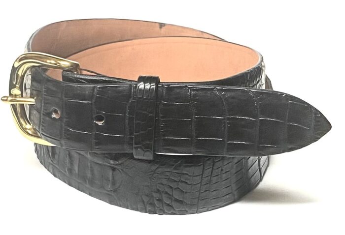 Alligator Belly Black Matte 1.5″ Belt | Acadian Leather